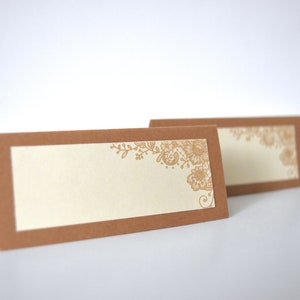 Rustic Kraft and Lace Place Cards - Etsy