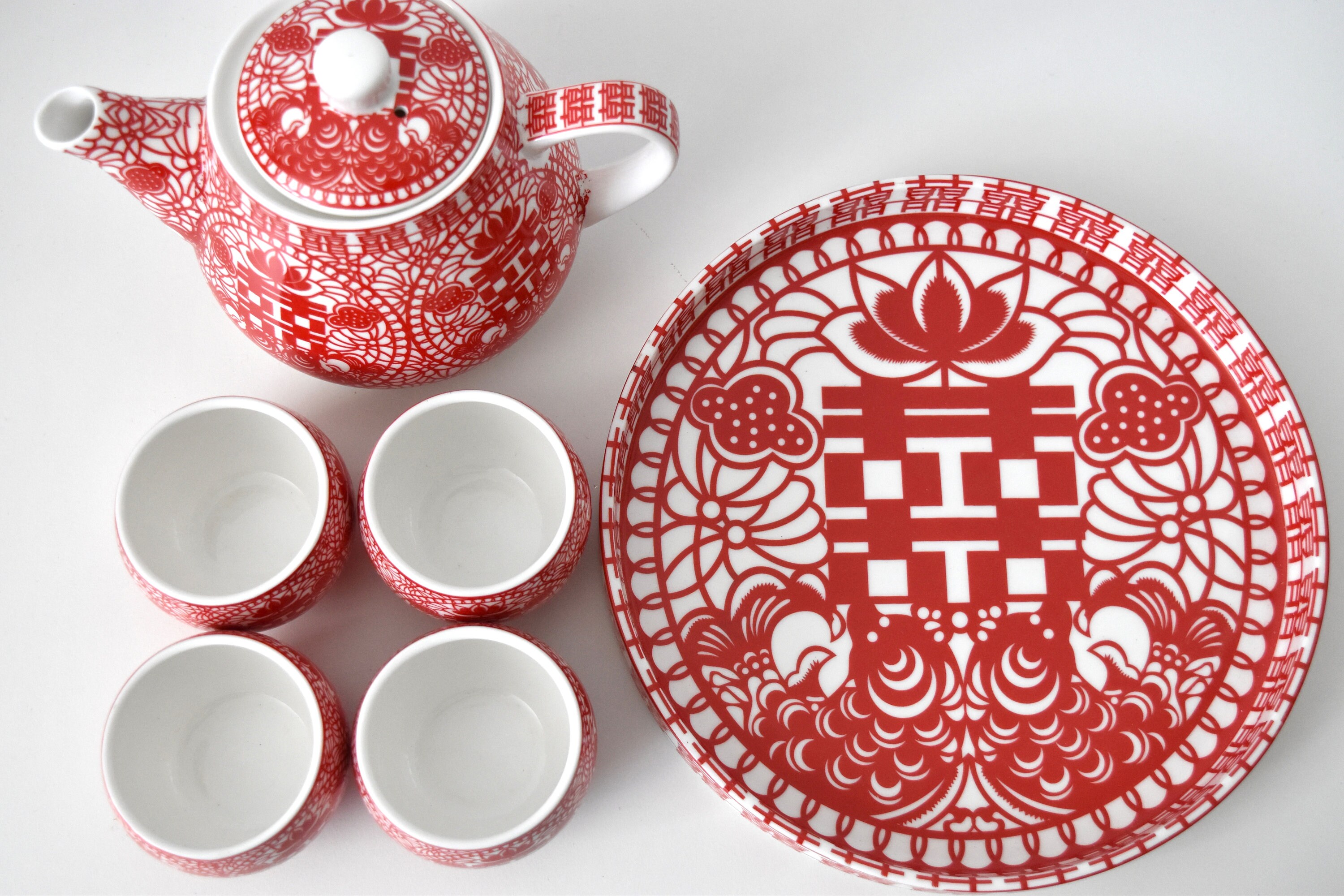 Lace Design Chinese Wedding Double Happiness Tea Set/tea - Etsy UK