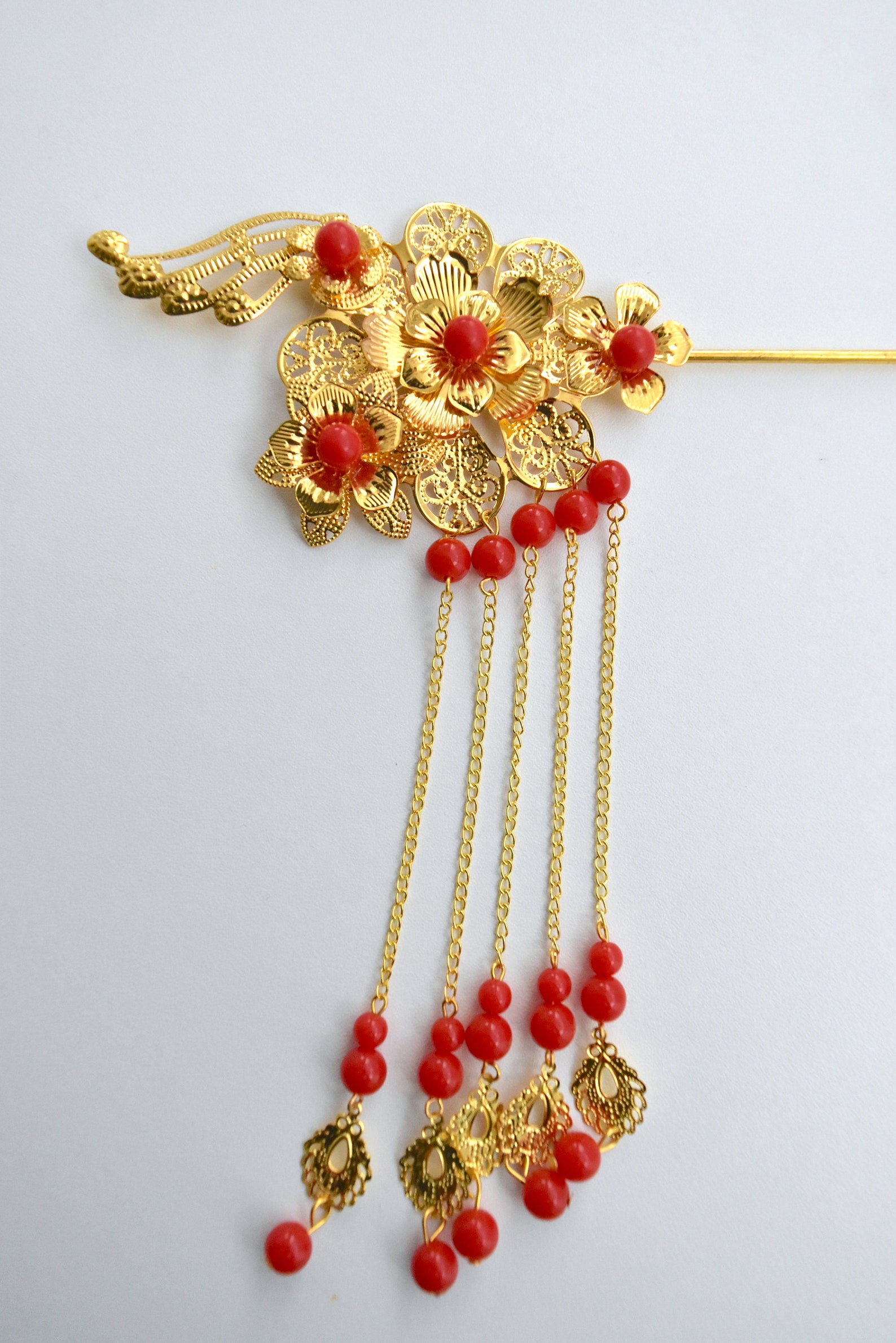 Red Gold Chinese Wedding Bridal Hair Pin/hair Piece/hair - Etsy UK