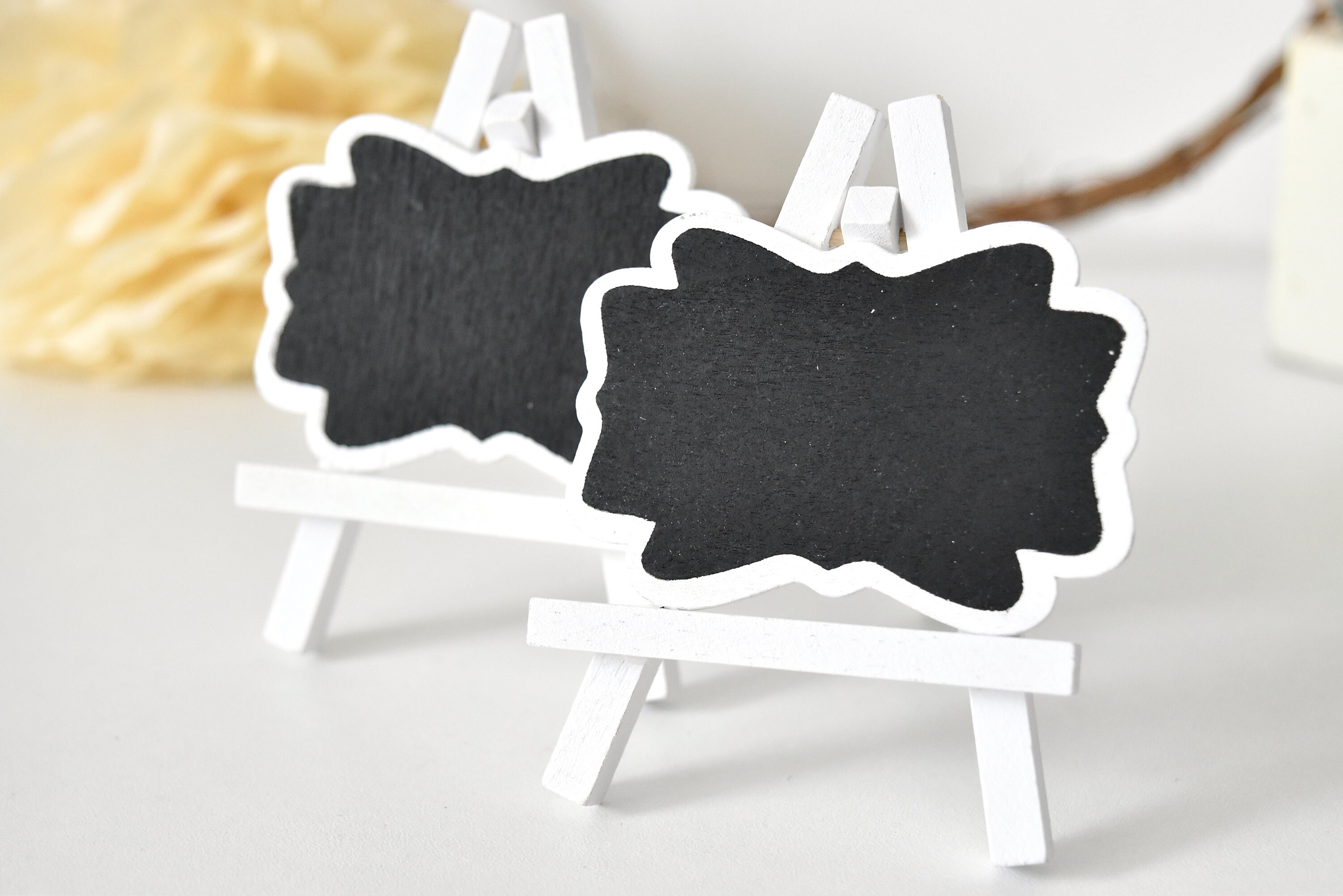 Mini Wedding Scallop Edge Chalkboard Easel Stands White or | Etsy