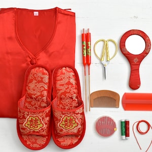 Chinese Wedding Bridal Hair Ceremony/pyjama/slippers Combo Set - Etsy