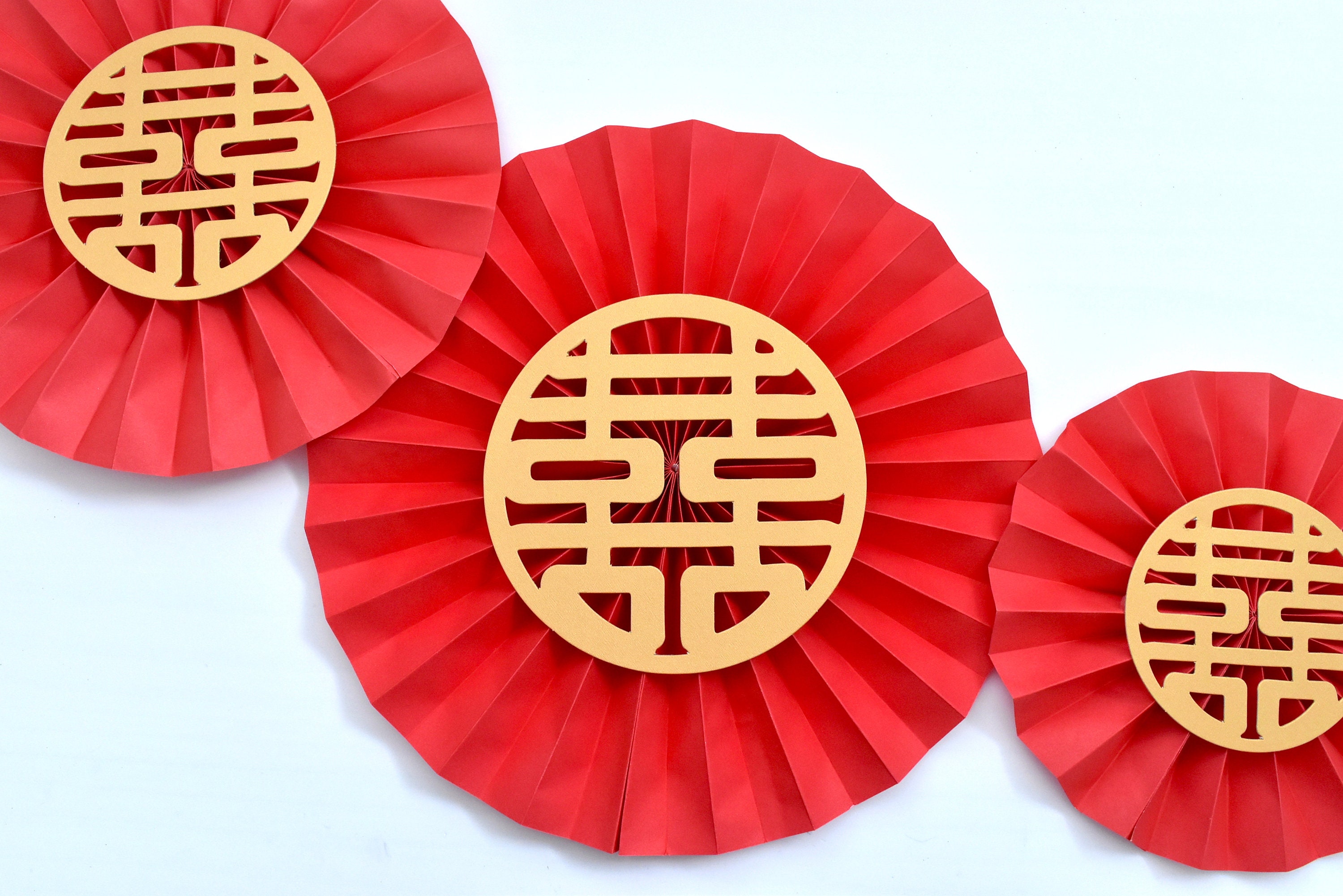 Red Double Happiness Pinwheel Chinese Wedding Decoration - Etsy