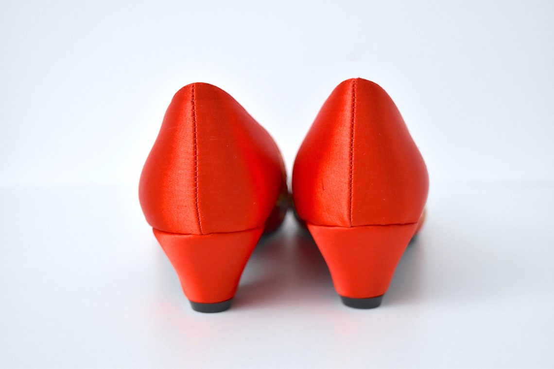 Chinese Wedding Shoes Liang Traditional Red Low Heel - Etsy