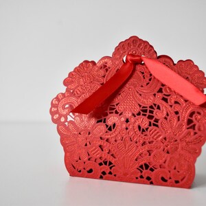 Red Lace Wedding Favour Box With Tie - Etsy UK