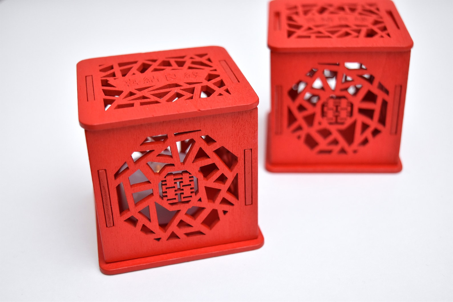 Chinese Wedding Red Laser Cut Double Happiness Candle - Etsy