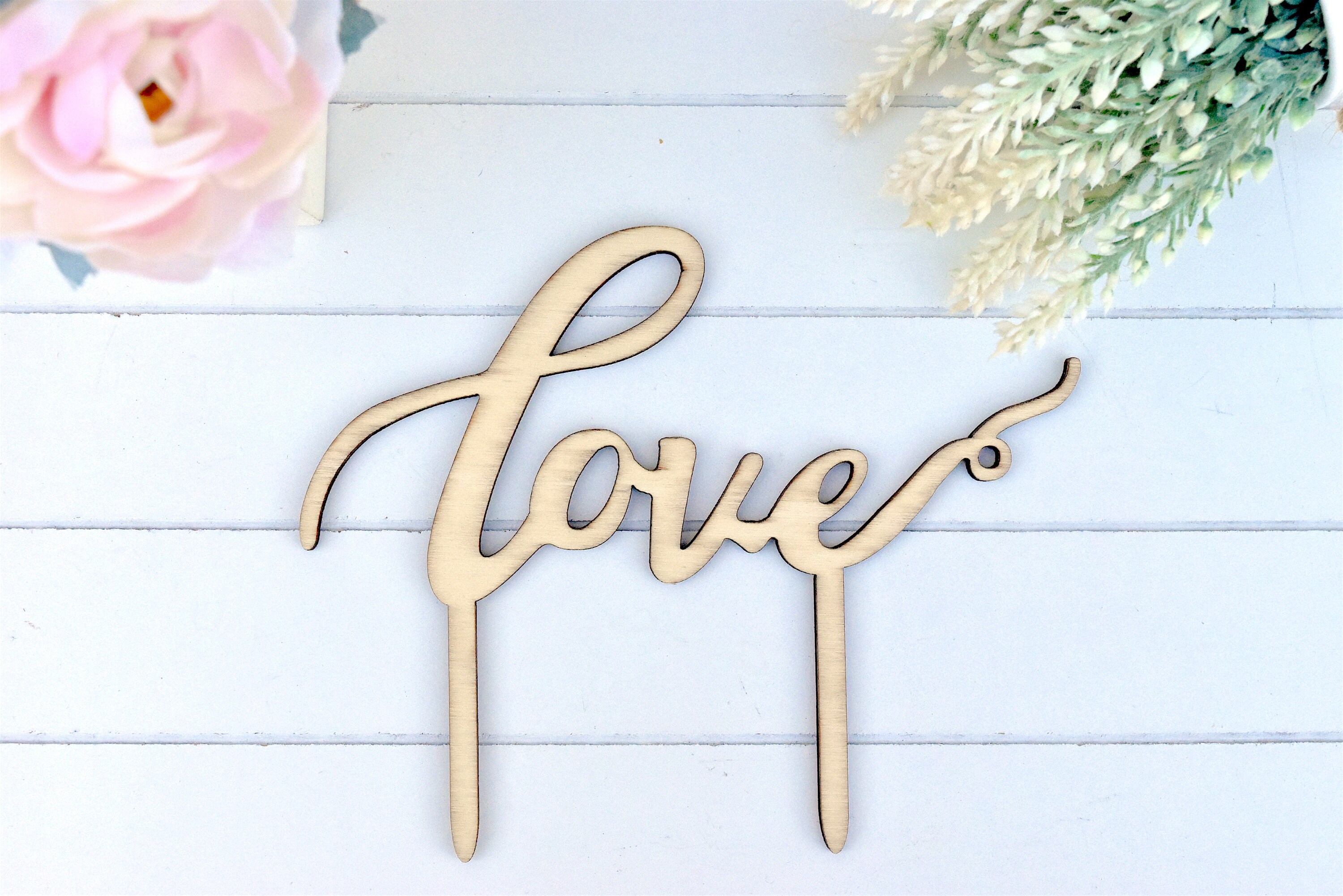 Rustic Wooden 'love' Wedding Cake Topper - Etsy