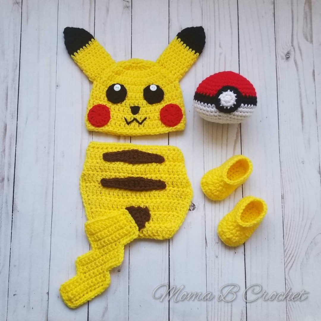 Crochet Pikachu Baby Set, Pikachu Hat, Pikachu Baby Set, Pokemon Baby ...