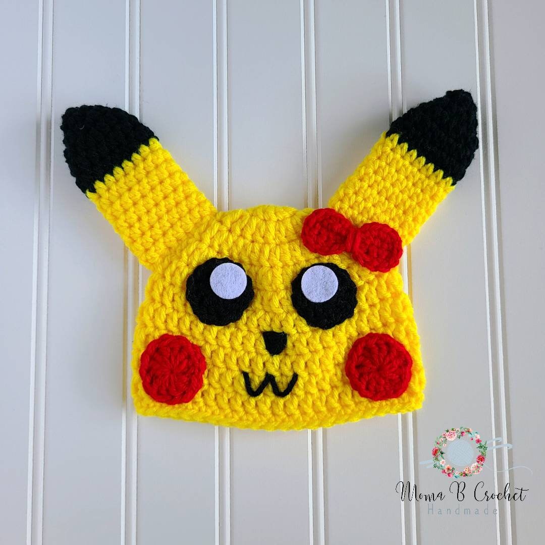 Crochet Pikachu Hat, Pikachu Hat, Pikachu Beanie, Baby Pikachu Hat ...