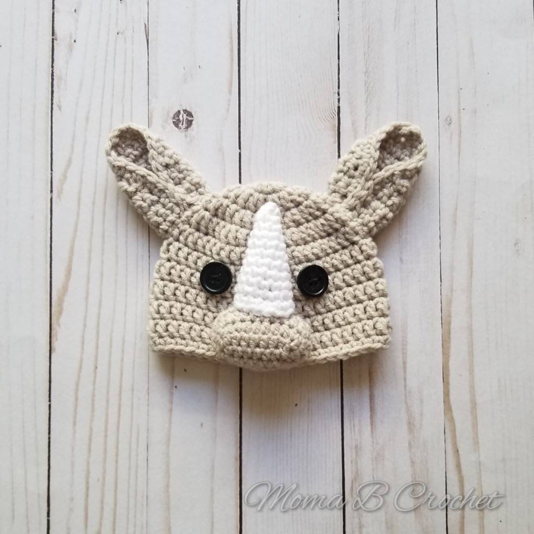Crochet Rhino Hat, Rhino Hat, Rhino Beanie, Baby Rhino Hat, Teen Rhino ...