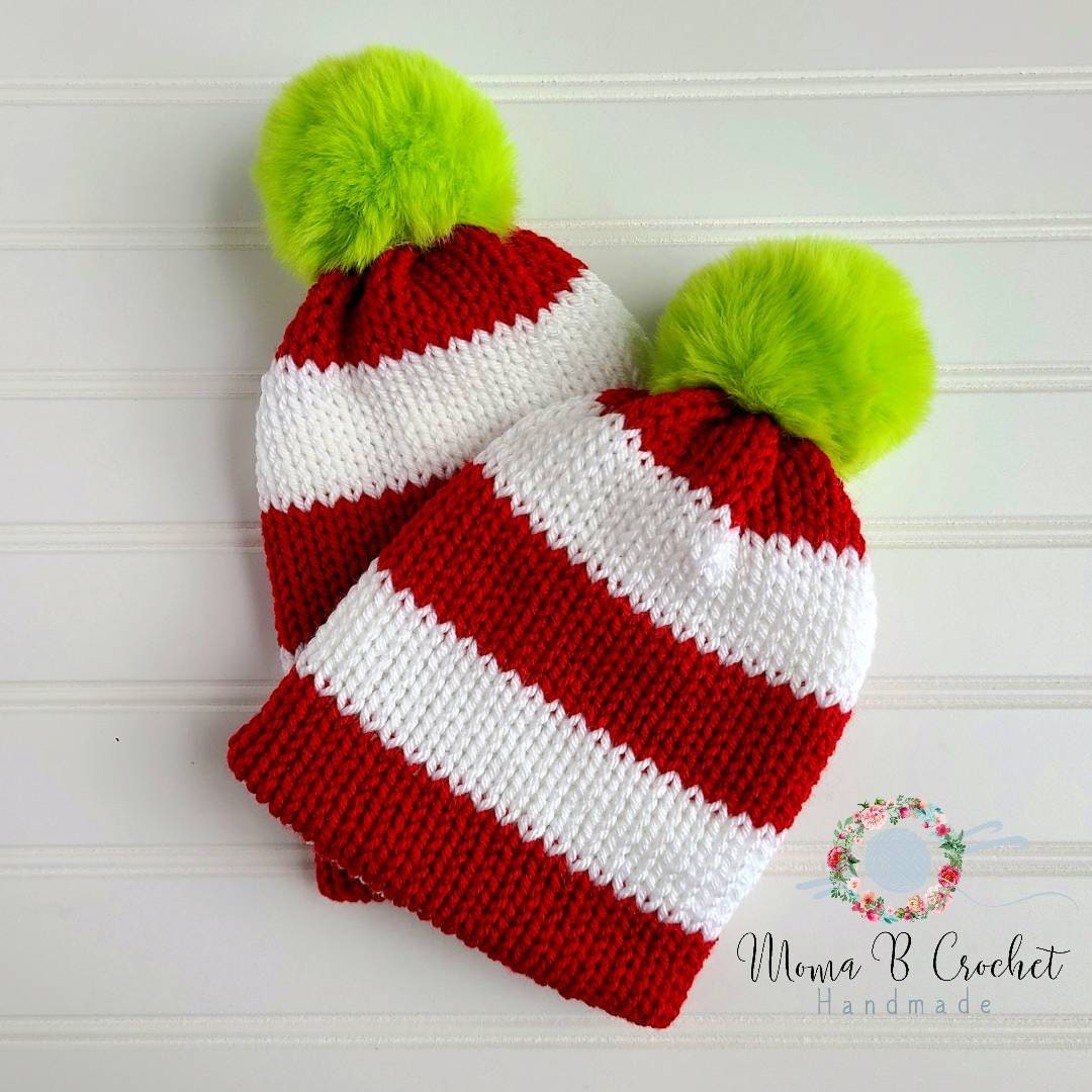 Knit Beanie Grinch Beanie Grinch Knit Beanie Adult Knit - Etsy