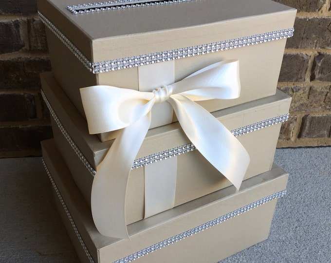 Champagne and Ivory Card Box Centerpiece 3 Tier Wedding - Etsy