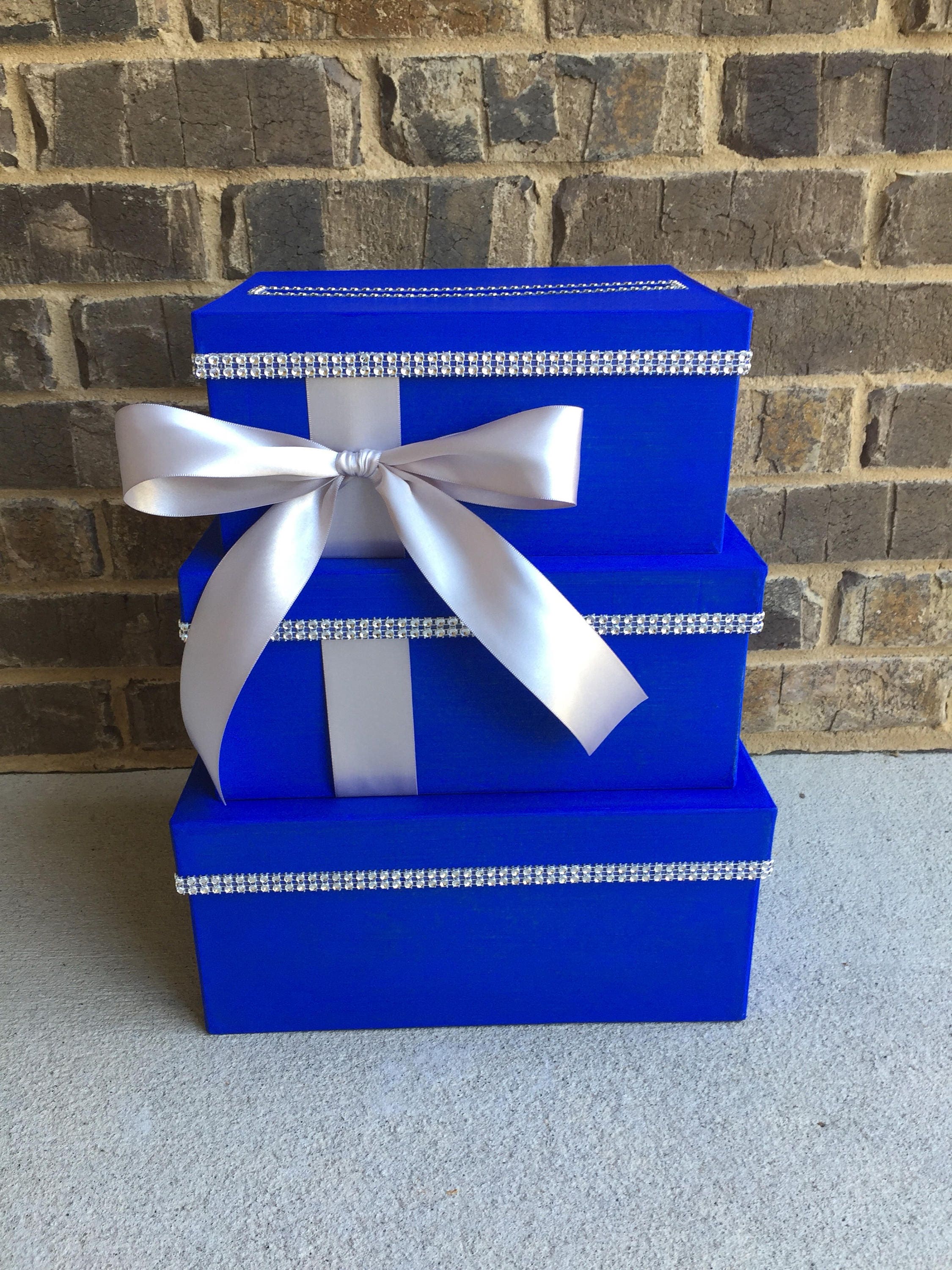 Royal Blue Card Box Centerpiece Blue 3 Tier Wedding Shower - Etsy