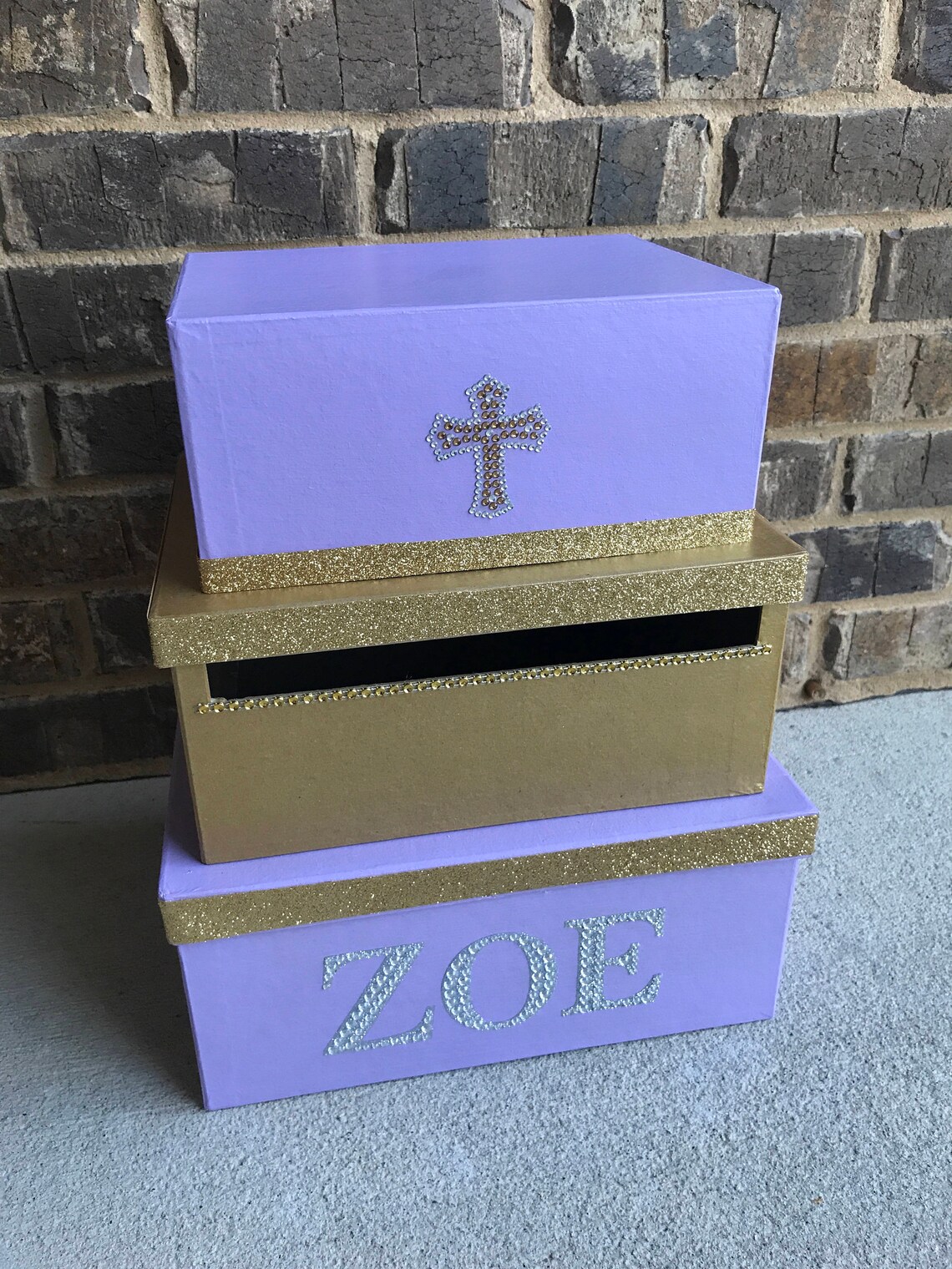 Baptism Card Box Centerpiece (mid-size) - 3 Tier Blue and Ivory Card ...