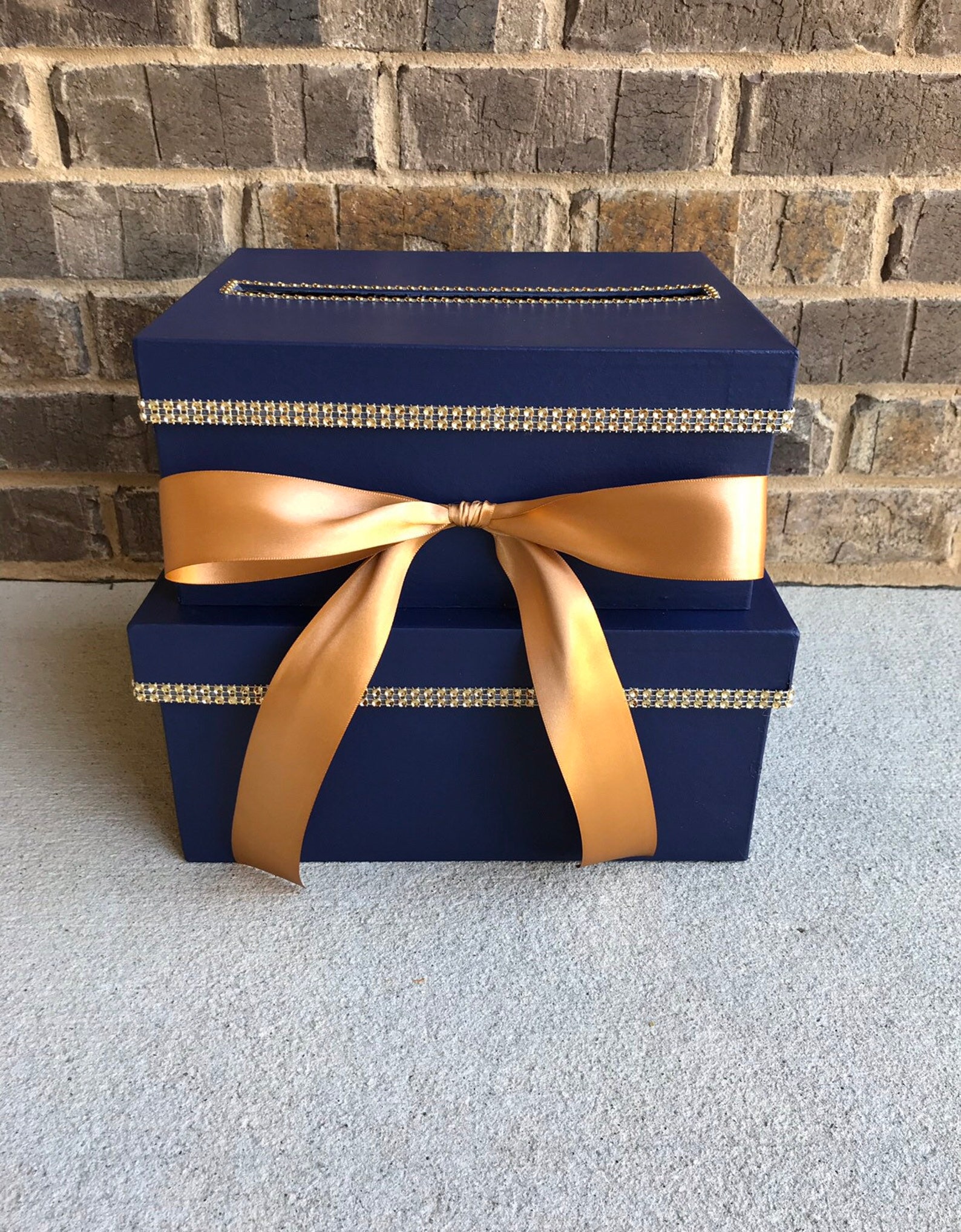 Navy Card Box Centerpiece mid-size Blue 2 Tier Shower or - Etsy