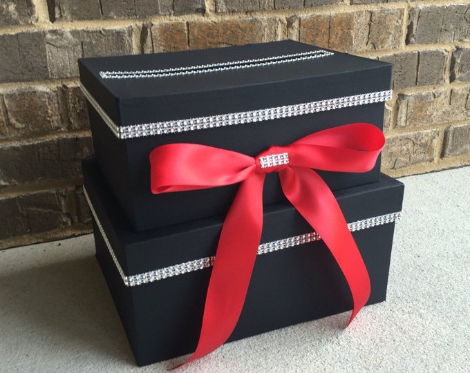 Black and Red Card Box, 2 Tier Birthday Card Holder - Etsy