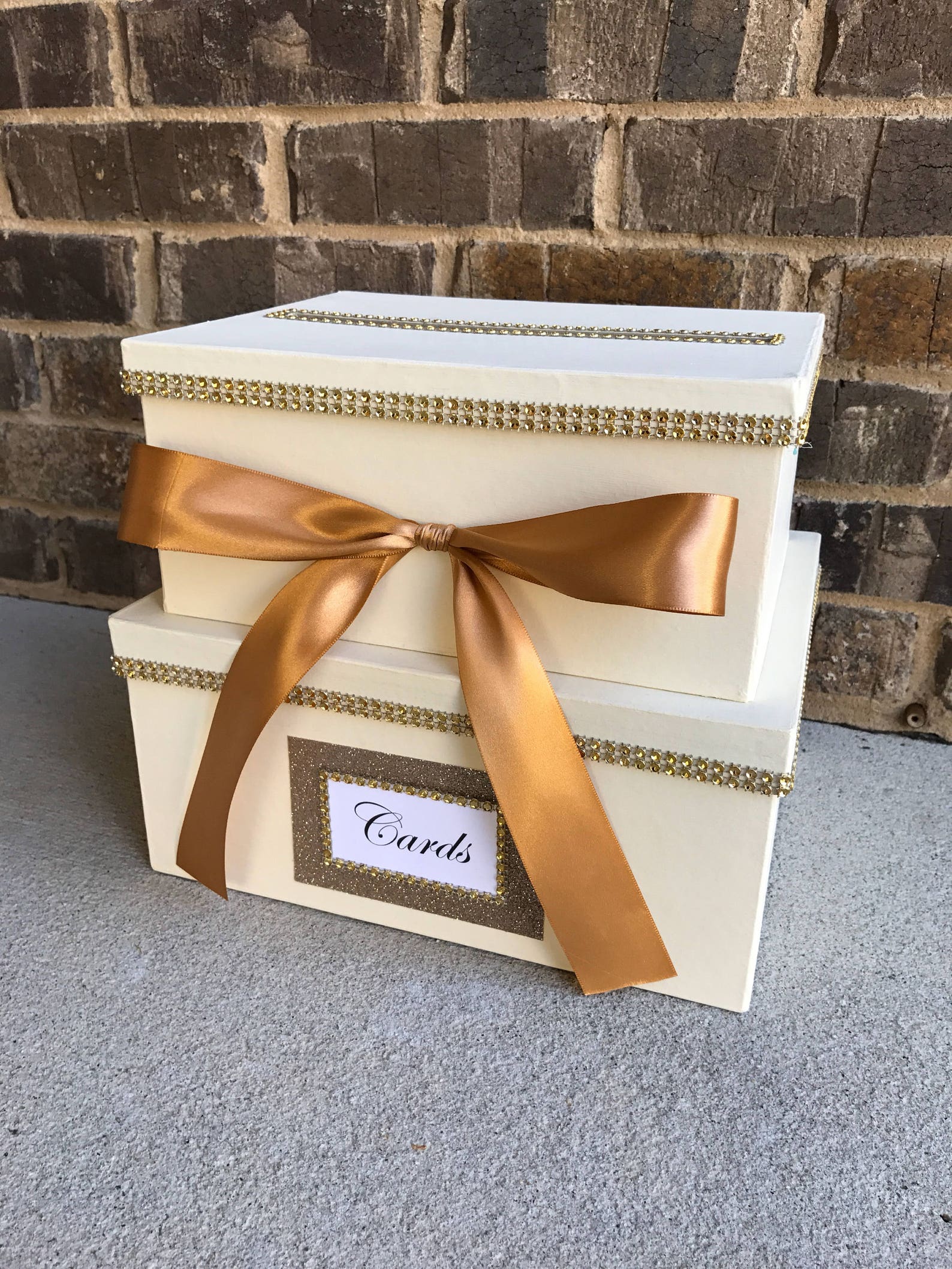 Ivory and Gold Card Box Centerpiece mid-size Ivory 2 Tier - Etsy