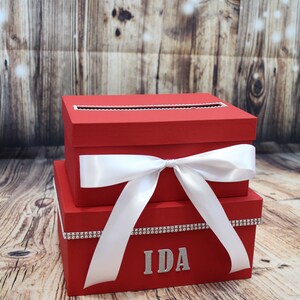 Red Card Box Centerpiece (mid-size), Red 2 Tier Shower or Birthday Card ...