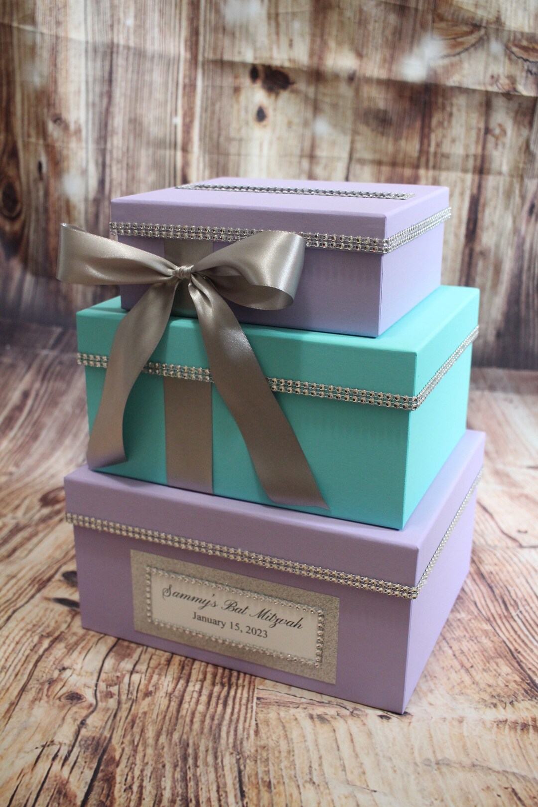 Lavender Turquoise 3 Tier Personalized Card Box Peacock Card - Etsy