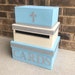 Baptism Card Box Centerpiece mid-size 3 Tier Blue and - Etsy