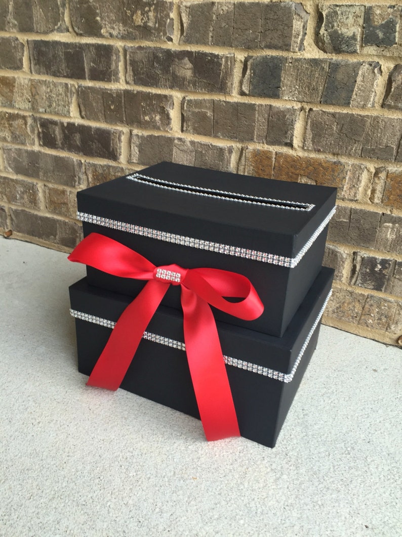 Black and Red Card Box, 2 Tier Birthday Card Holder - Etsy