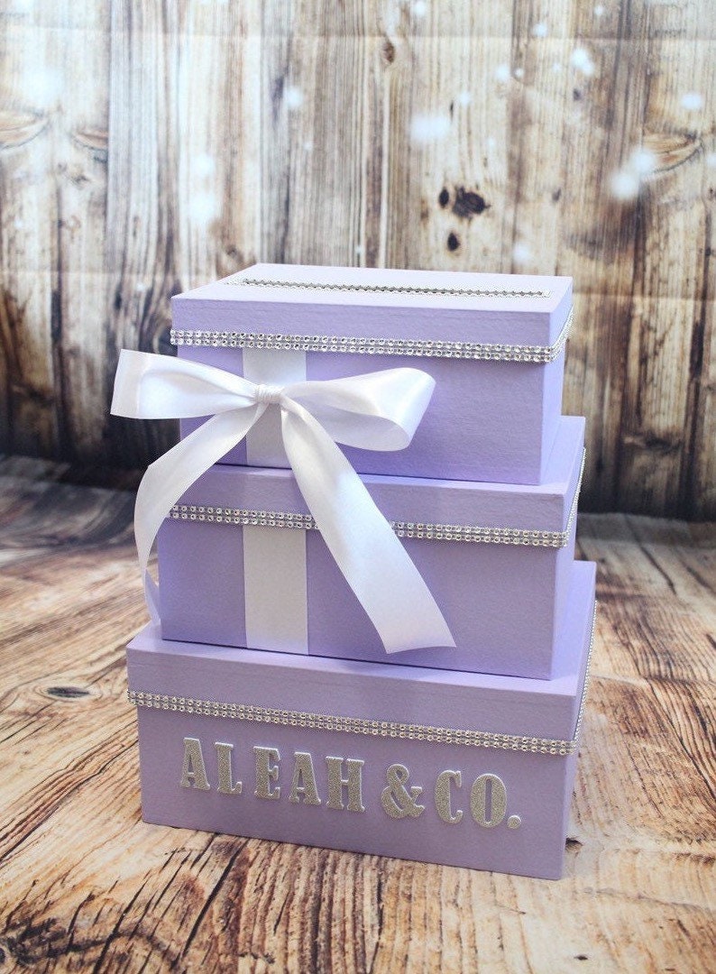Lavender 3 Tier Personalized Card Box, Purple Card Box - Etsy