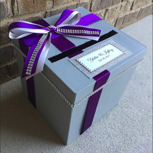 Purple Card Box, Silver Wedding Card Holder - Etsy