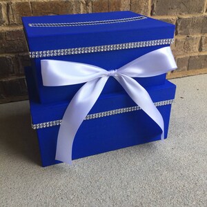 Royal Blue Card Box Centerpiece, Blue Card Box or Birthday Card Holder ...