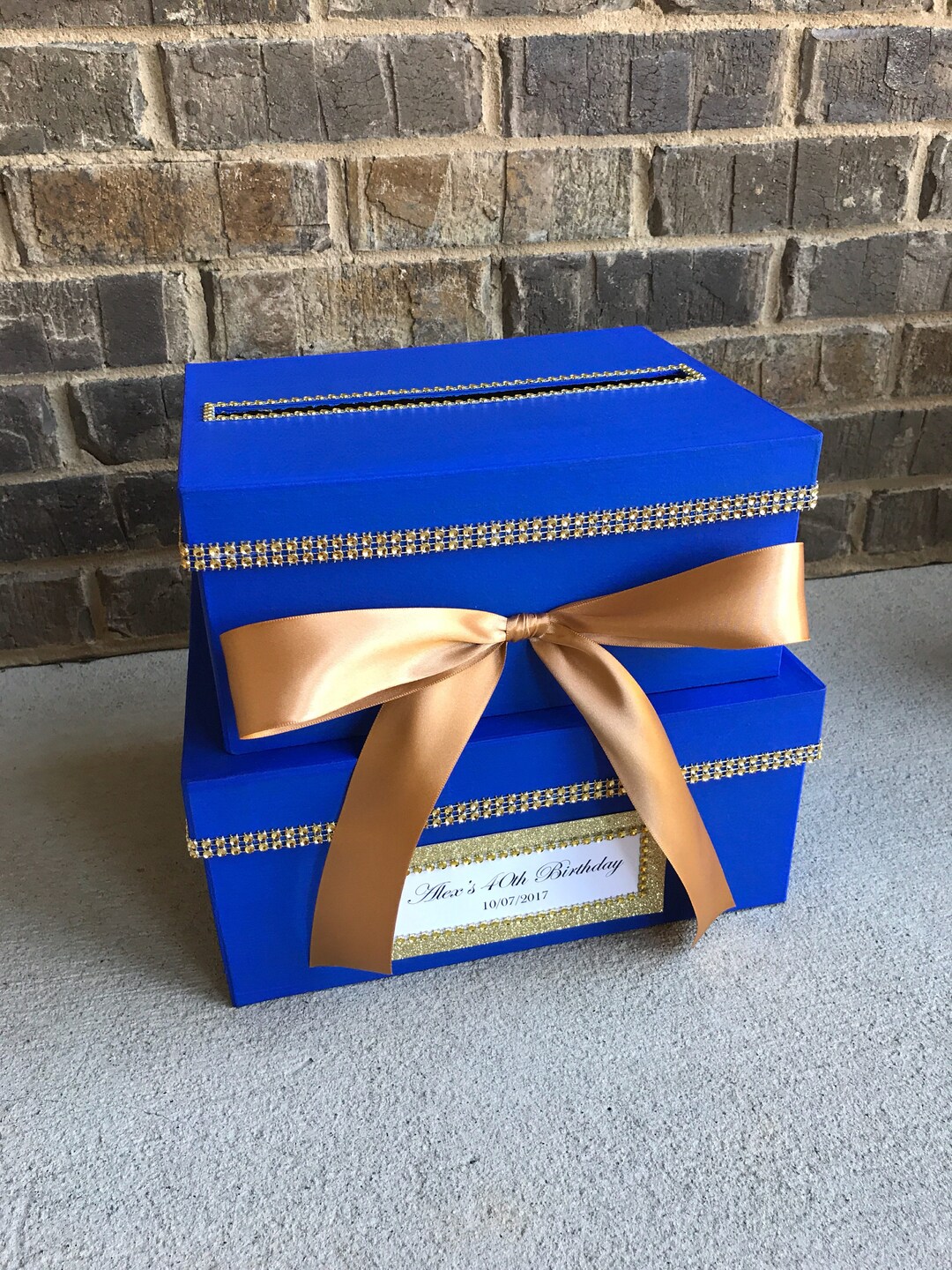 Royal Blue Card Box Centerpiece, Blue Card Box or Birthday Card Holder ...