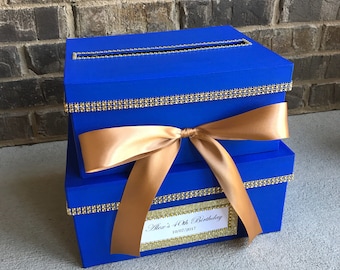 Royal Blue Card Box - Etsy