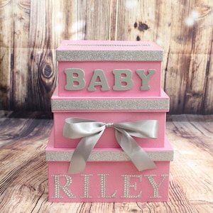 Pink Baby Card Box, Giftcard Box, and Baby Shower Money Box - Etsy