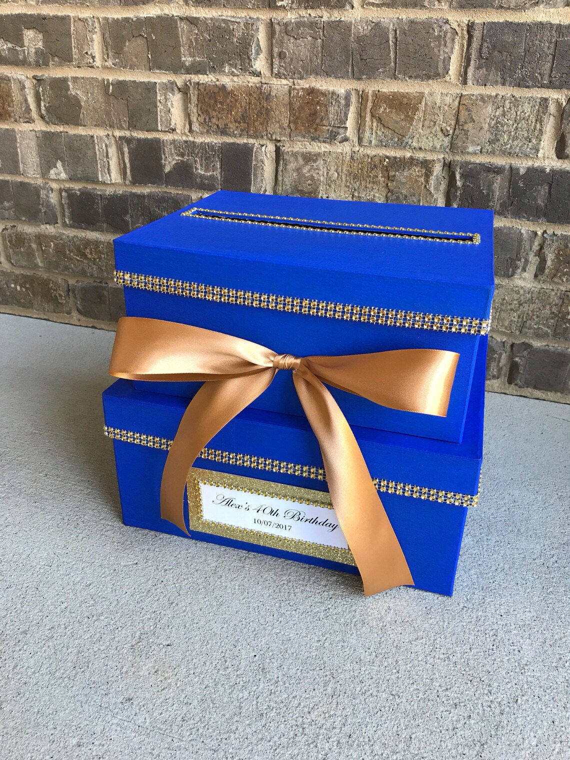 Royal Blue Card Box Centerpiece, Blue Card Box or Birthday Card Holder ...