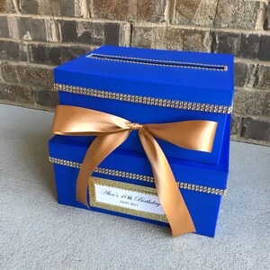 Royal Blue Card Box Centerpiece, Blue Card Box or Birthday Card Holder ...