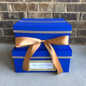 Royal Blue Card Box Centerpiece, Blue Card Box or Birthday Card Holder ...