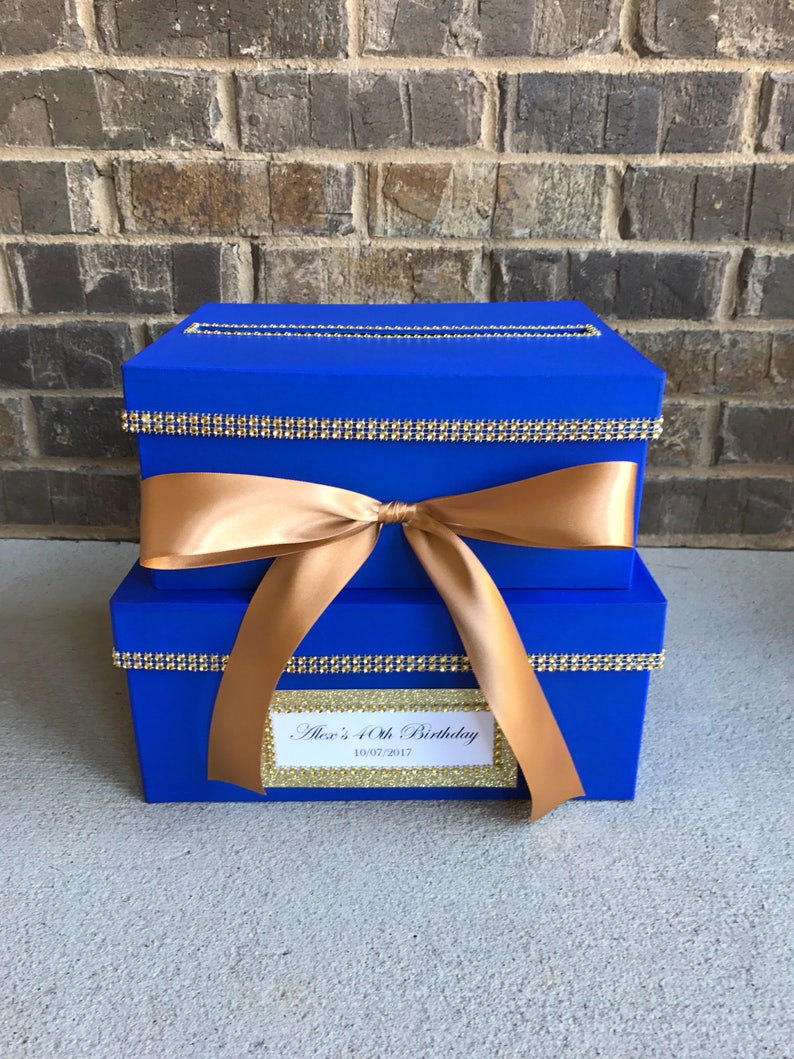 Royal Blue Card Box Centerpiece Blue Card Box or Birthday | Etsy