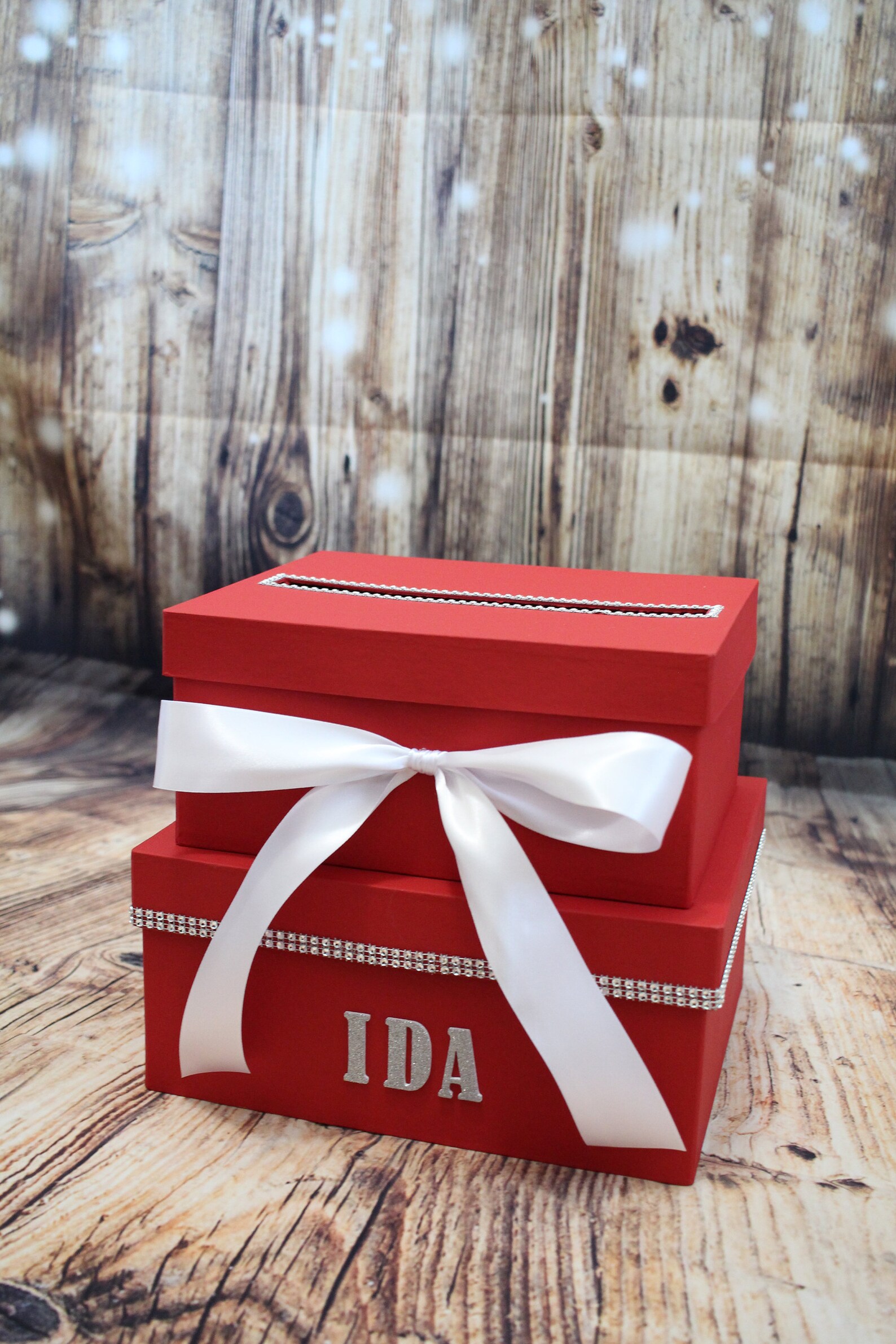 Red Card Box Centerpiece (mid-size), Red 2 Tier Shower or Birthday Card ...