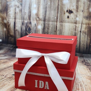 Red Card Box Centerpiece (mid-size), Red 2 Tier Shower or Birthday Card ...