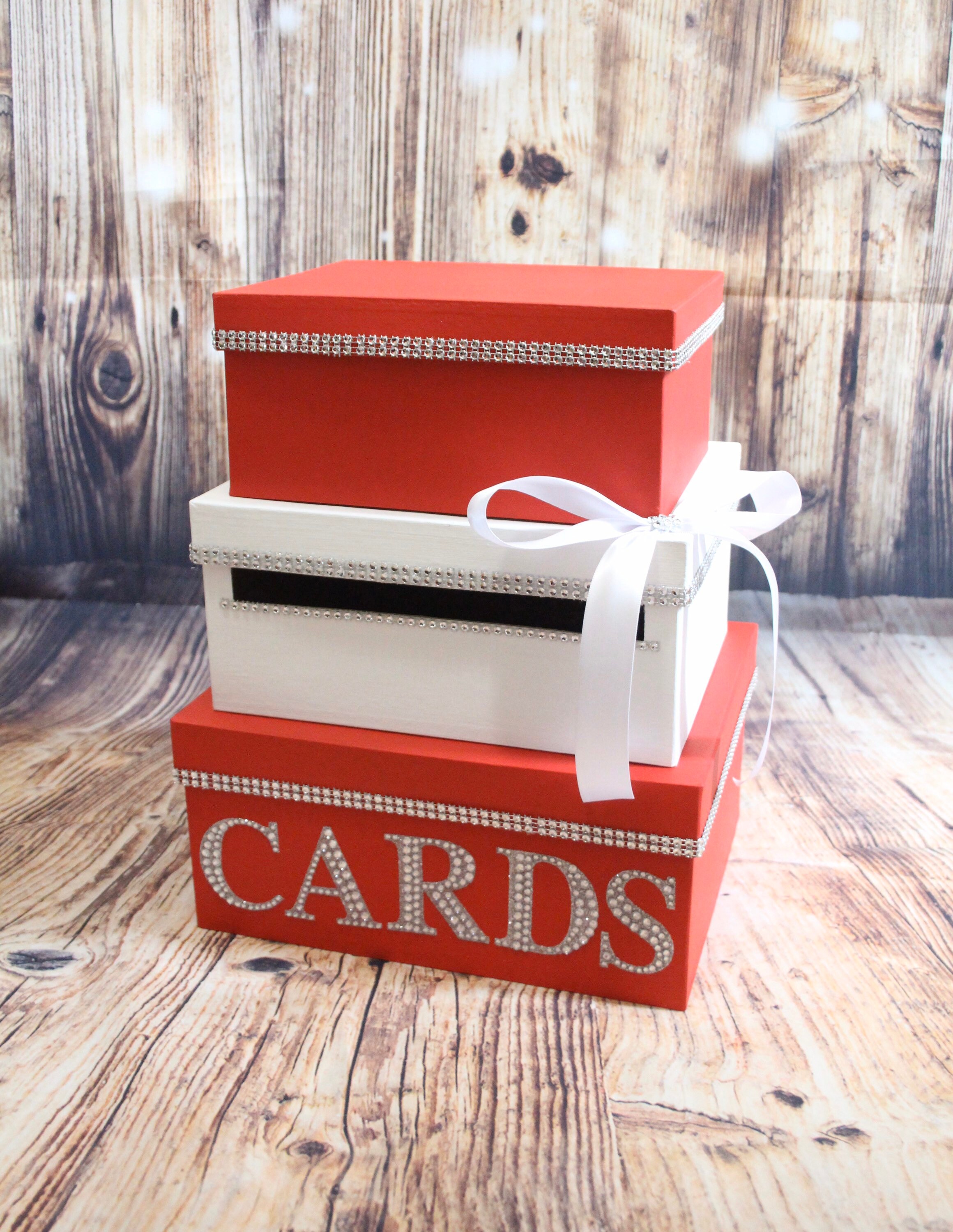 Red and White Card Box Shower or Party Centerpiece 3 Tier - Etsy