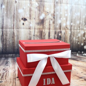 Red Card Box Centerpiece (mid-size), Red 2 Tier Shower or Birthday Card ...