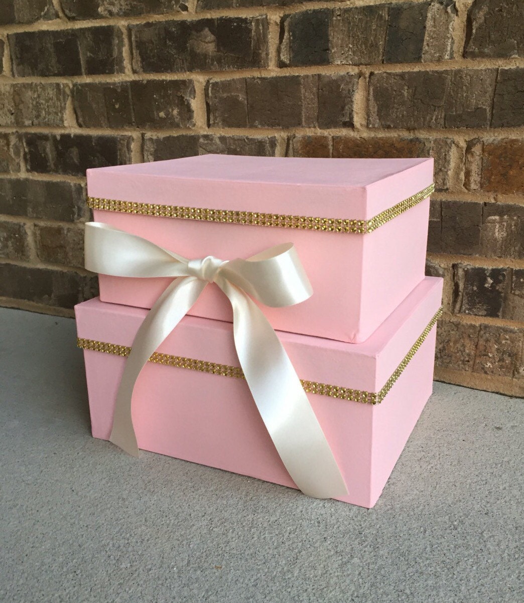Blush Pink and Gold Card Box Centerpiece (mid-size), 2 Tier Shower or ...