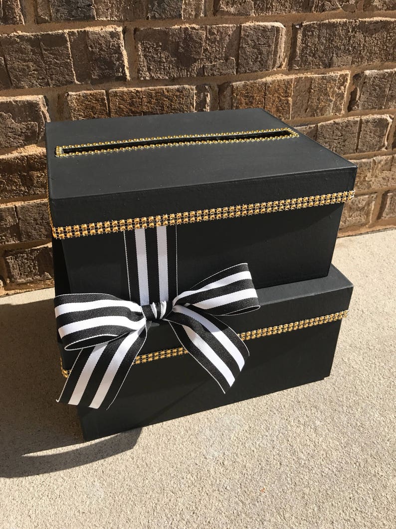 Black and White Card Box With Gold - 2 Tier - Etsy