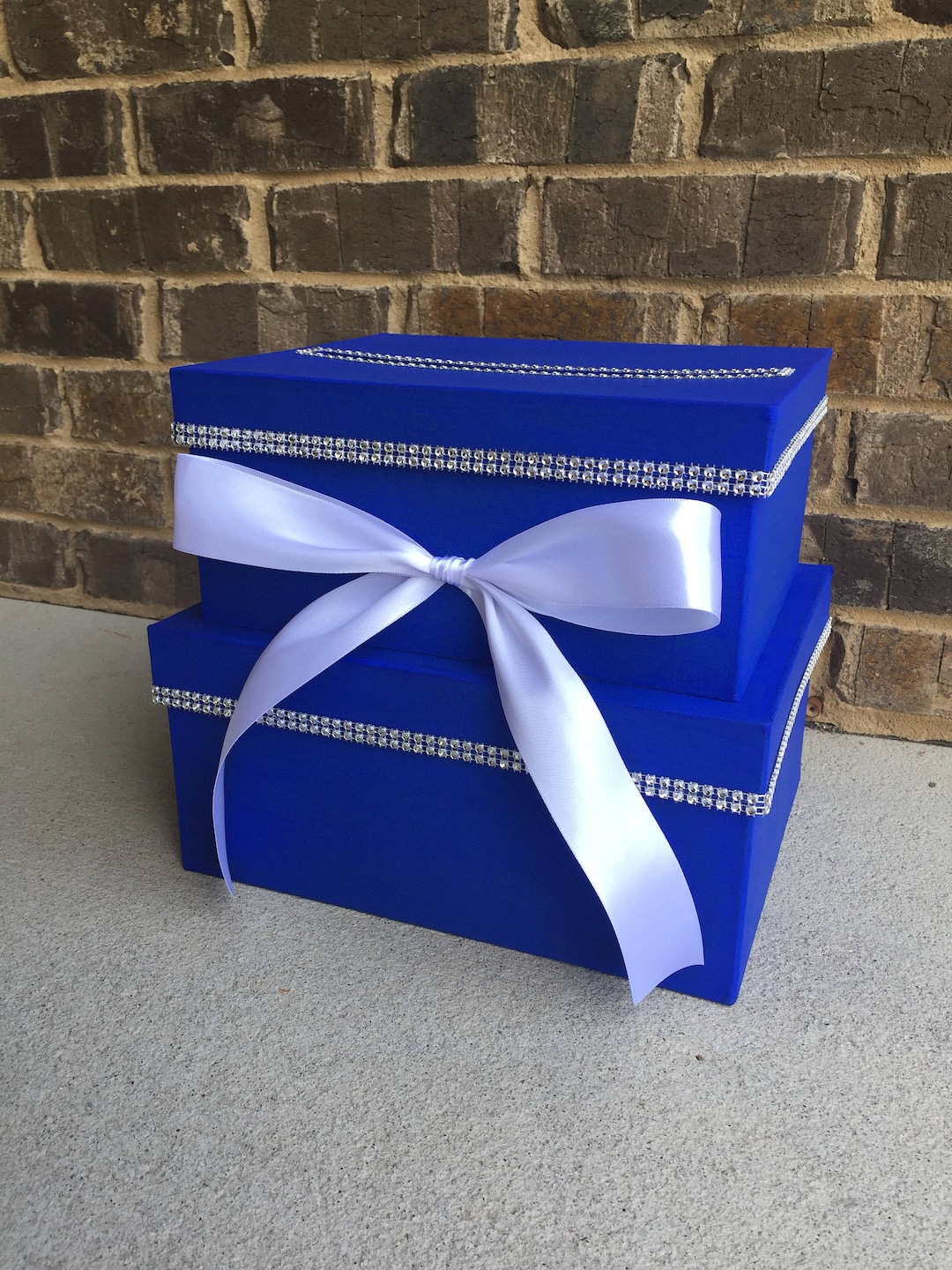 Royal Blue Card Box Centerpiece, Baby Blue Card Box or Birthday Card ...