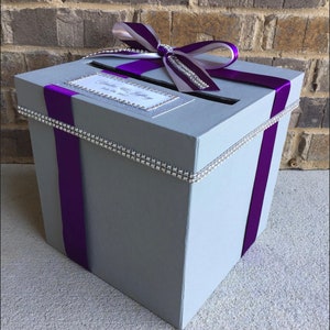 Purple Card Box, Silver Wedding Card Holder - Etsy