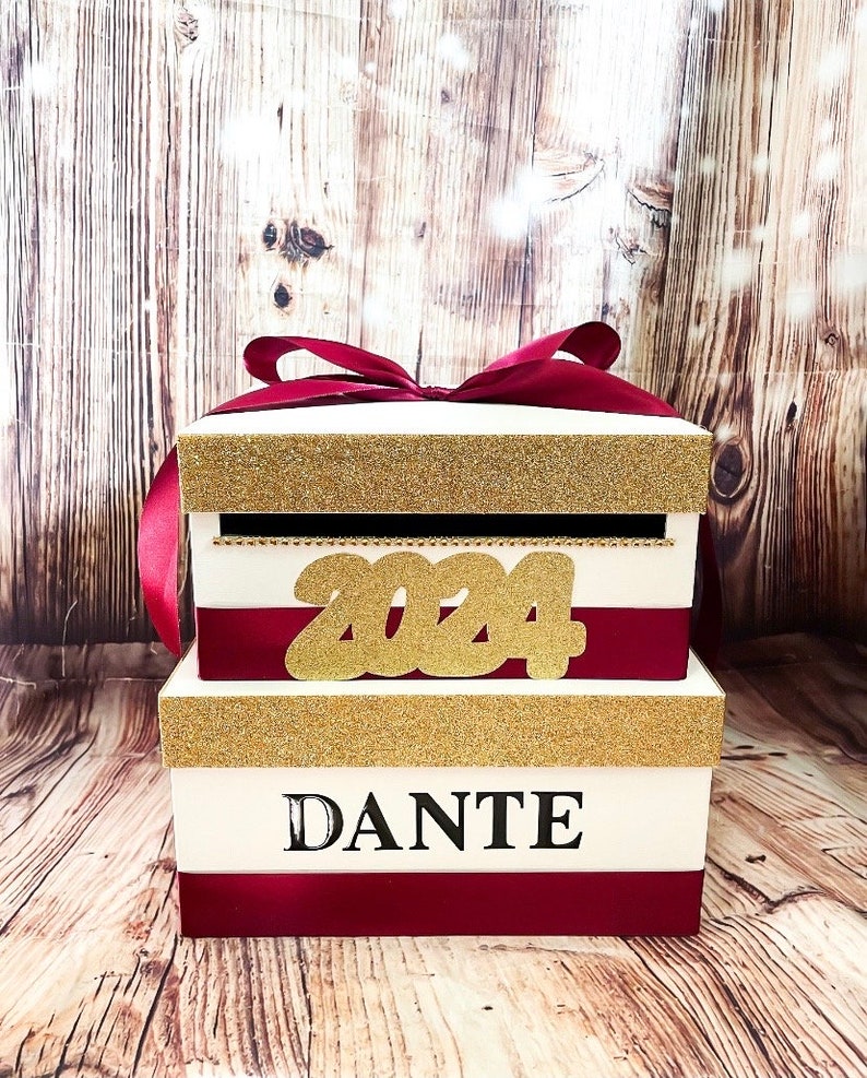 2025 Graduation Card Box, Burgundy Maroon Card Holder, Letter Box ...