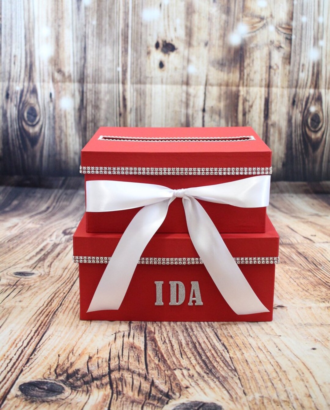 Red Card Box Centerpiece (mid-size), Red 2 Tier Shower or Birthday Card ...