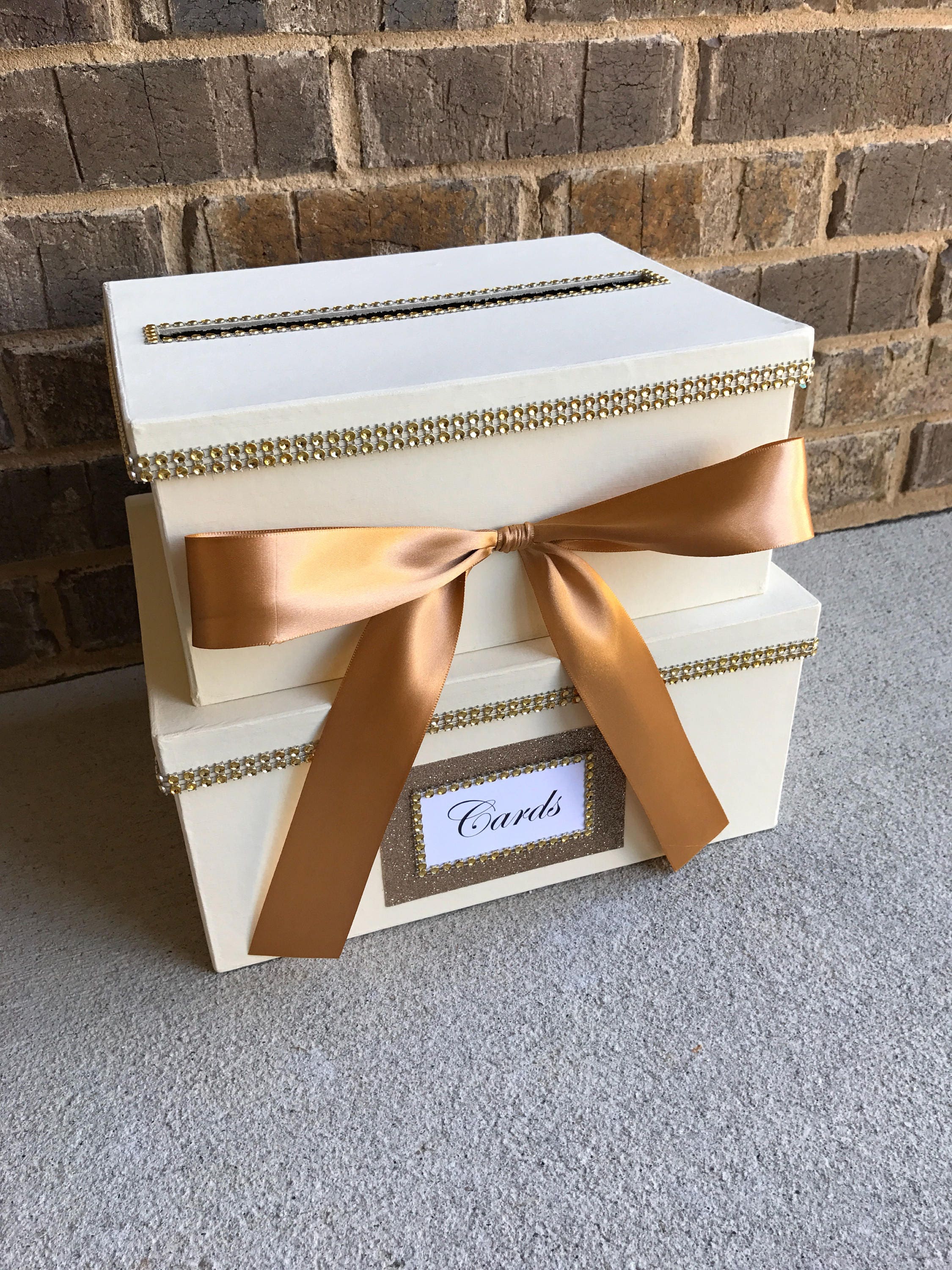 Ivory and Gold Card Box Centerpiece mid-size Ivory 2 Tier - Etsy