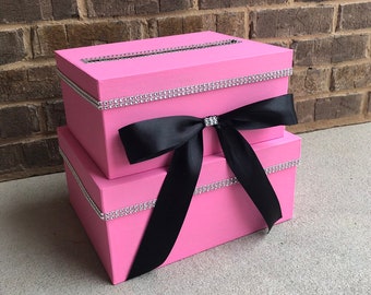 Custom Birthday Card Box 3 Tier Card Holder Square Black - Etsy