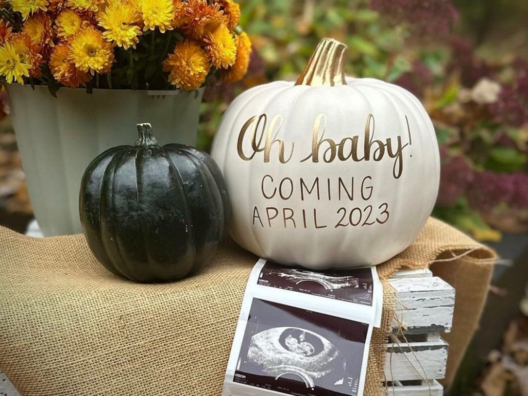 Gender Reveal Pumpkin Sign, Pregnancy Announcement Pumpkins, Fall Baby ...