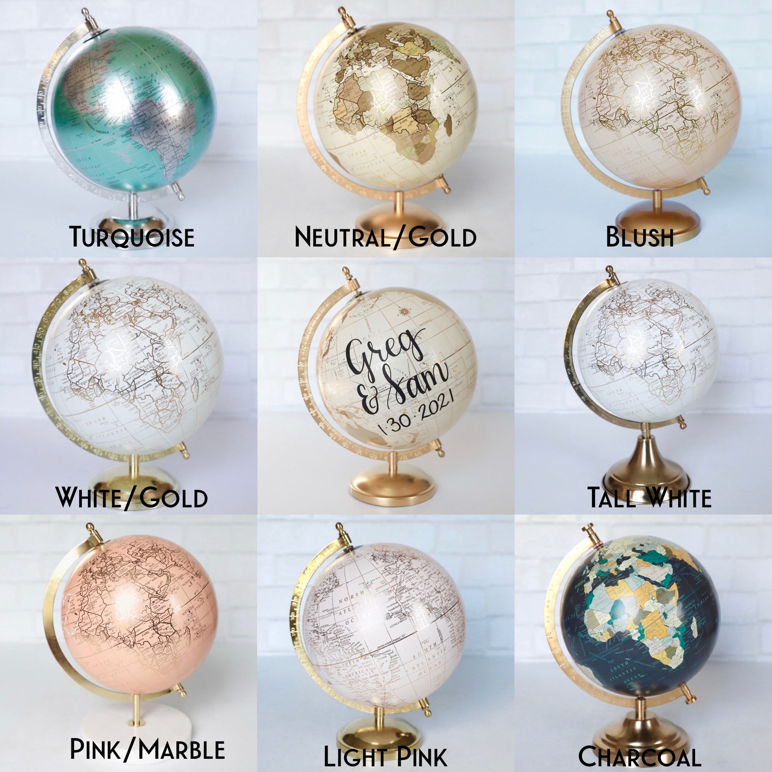 Teacher Appreciation Gift Custom World Globe Map Hand Lettered Travel ...