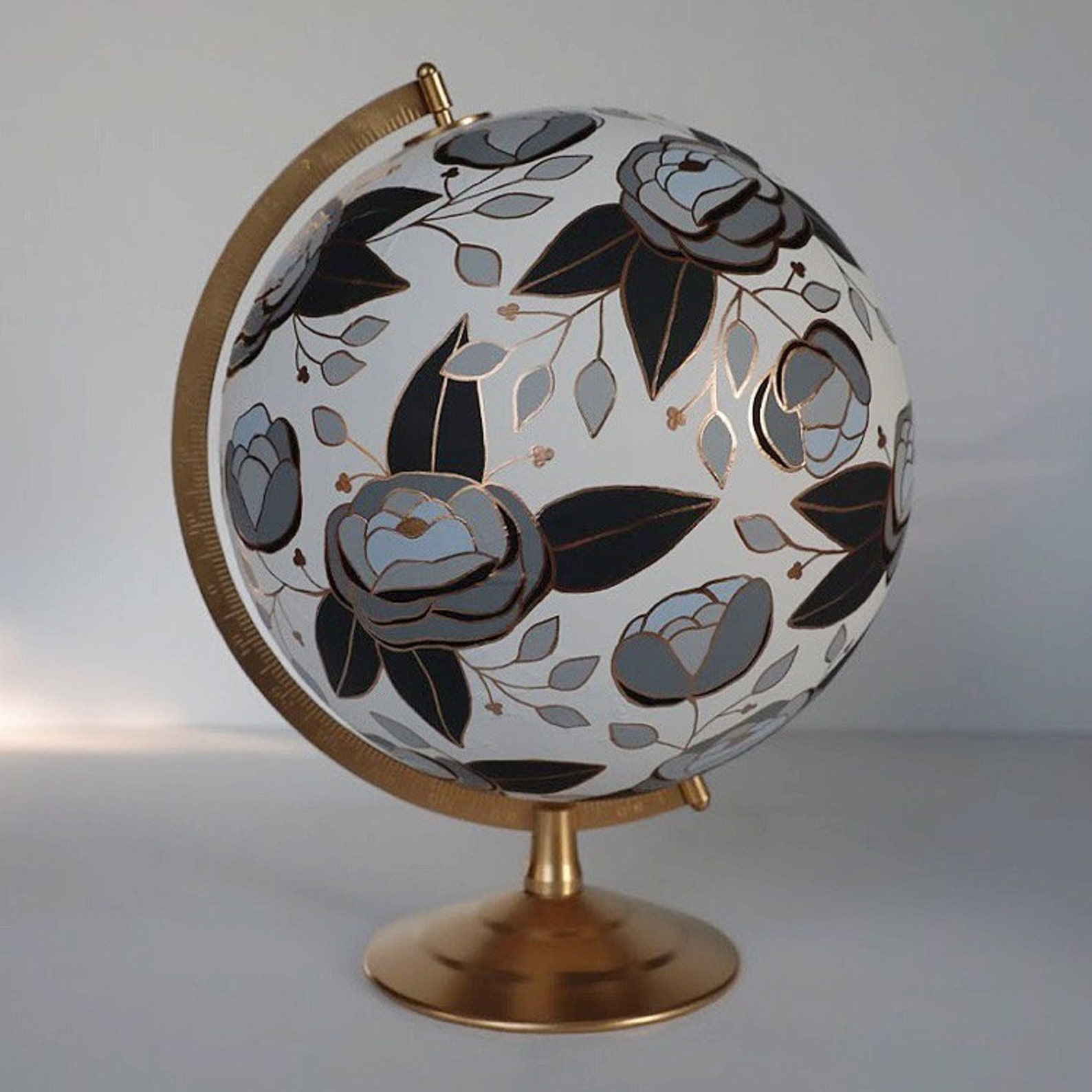 Custom Floral World Globe Moody Florals Patterned Maximalist Decor ...