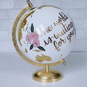 Gold & Neutral Globe Handmade Painted World Maps Custom Personalized ...